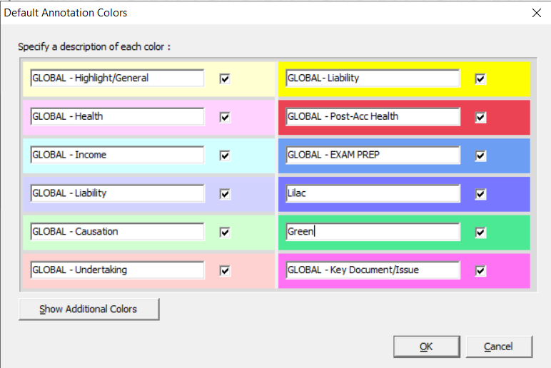 Global Customization - Customizing Annotation Color Labels